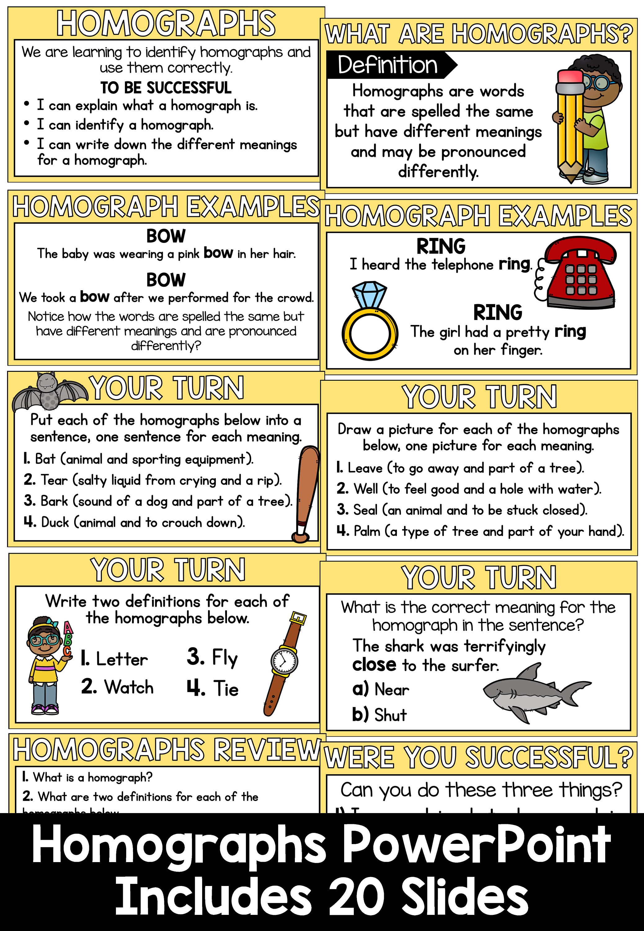 Homographs Bundle - Worksheet Pack and Guided Teaching Powerpoint - Etsy