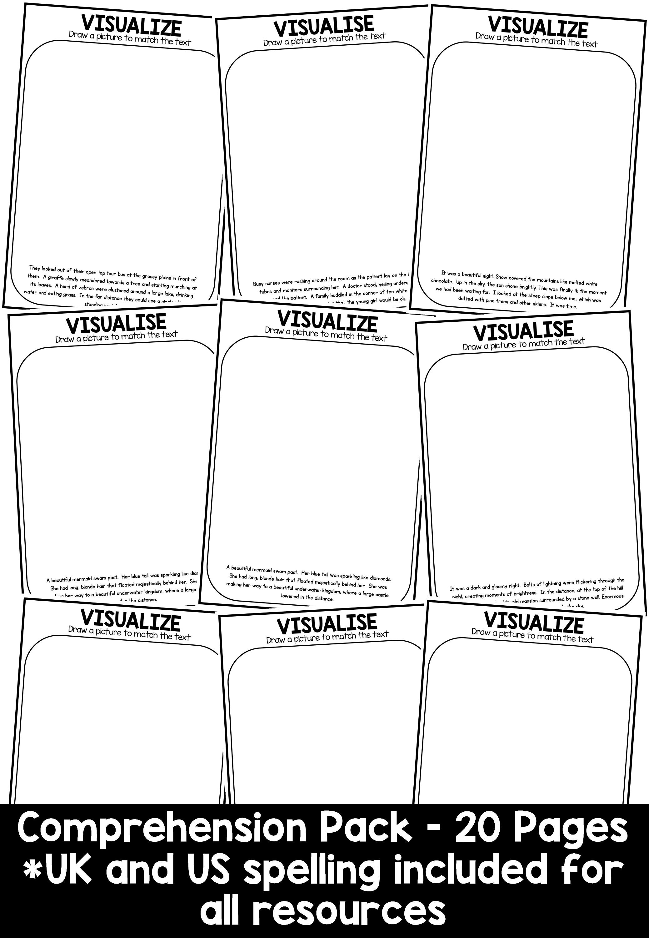 Visualizing (visualising) - Reading Comprehension Bundle - Etsy