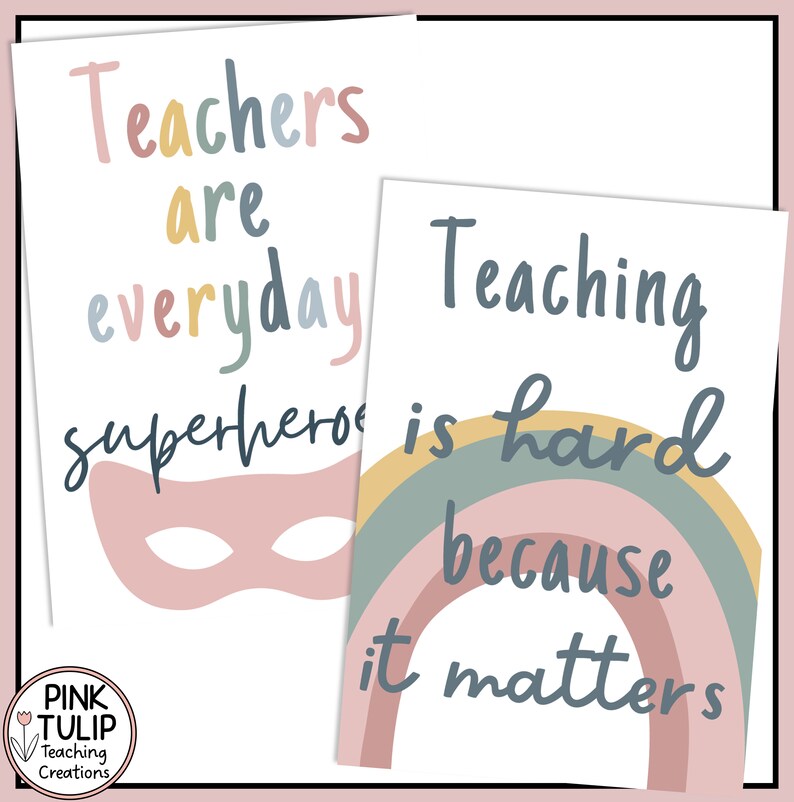 Inspirational Teaching Quotes Posters - Boho Theme Staffroom Display - Etsy