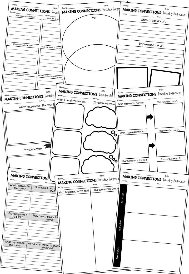 Making Connections (connecting) Reading Response Pack - Templates for ...