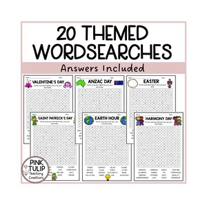 20 Themed Word Searches With Answers - Etsy