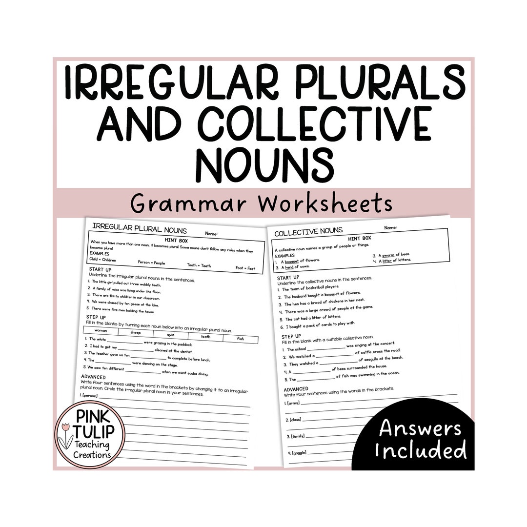Irregular Plurals and Collective Nouns - Grammar Worksheets With ...