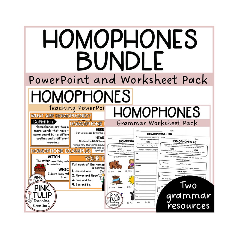Homophones Bundle - Worksheet Pack and Guided Teaching Powerpoint - Etsy