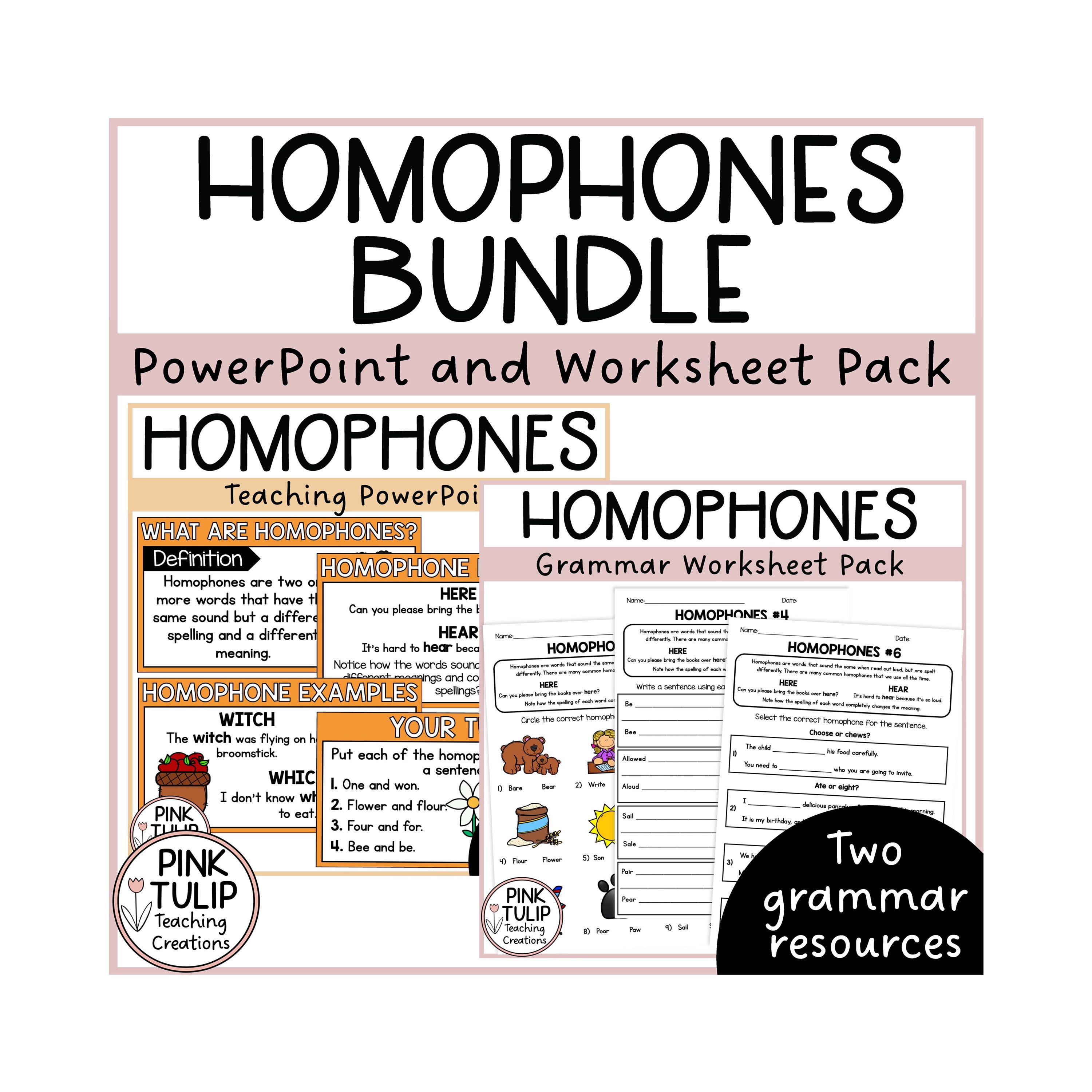 Homophones Bundle - Worksheet Pack and Guided Teaching Powerpoint - Etsy