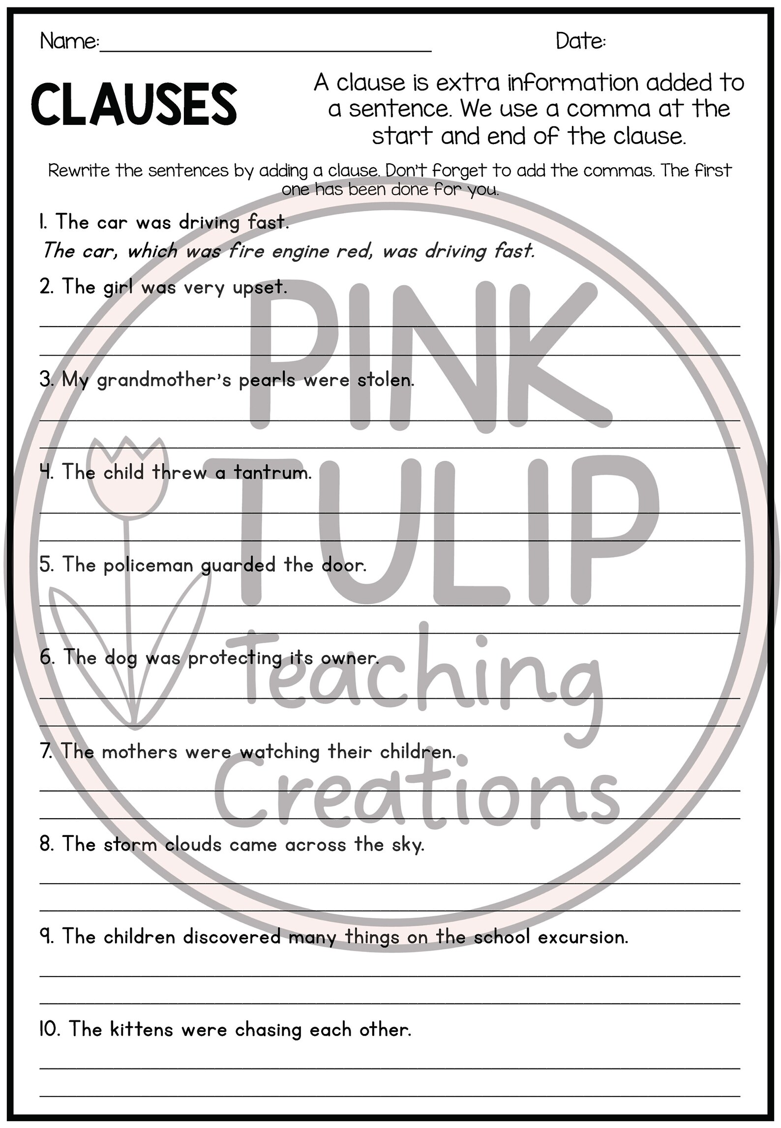 Understanding Clauses Worksheets - No Prep Printables - Etsy
