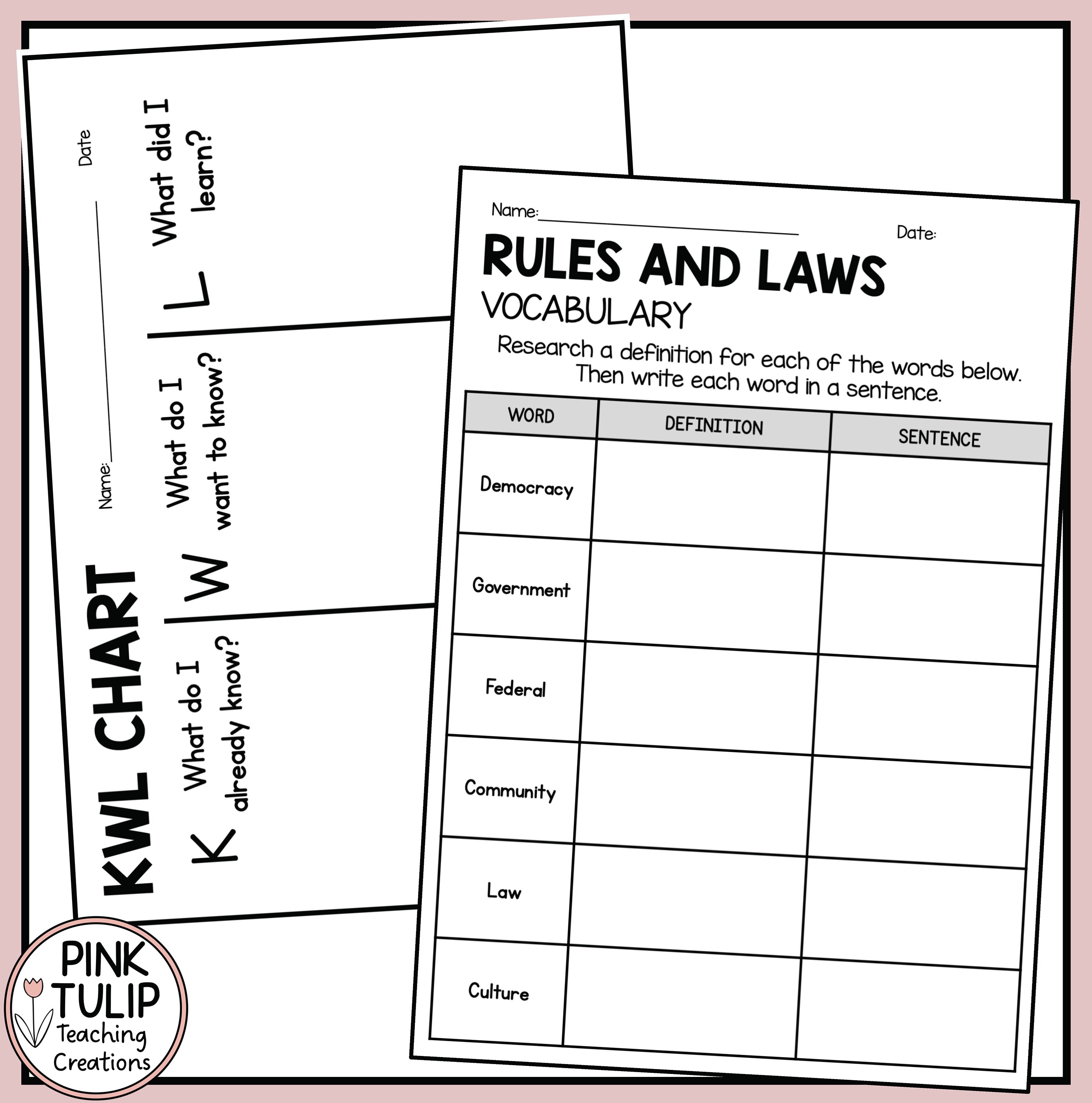 Rules and Laws Activity Pack - Civics and Citizenship Unit - Etsy