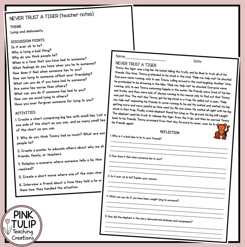 Social Emotional Comprehension Passages - With Reflection Questions - Etsy