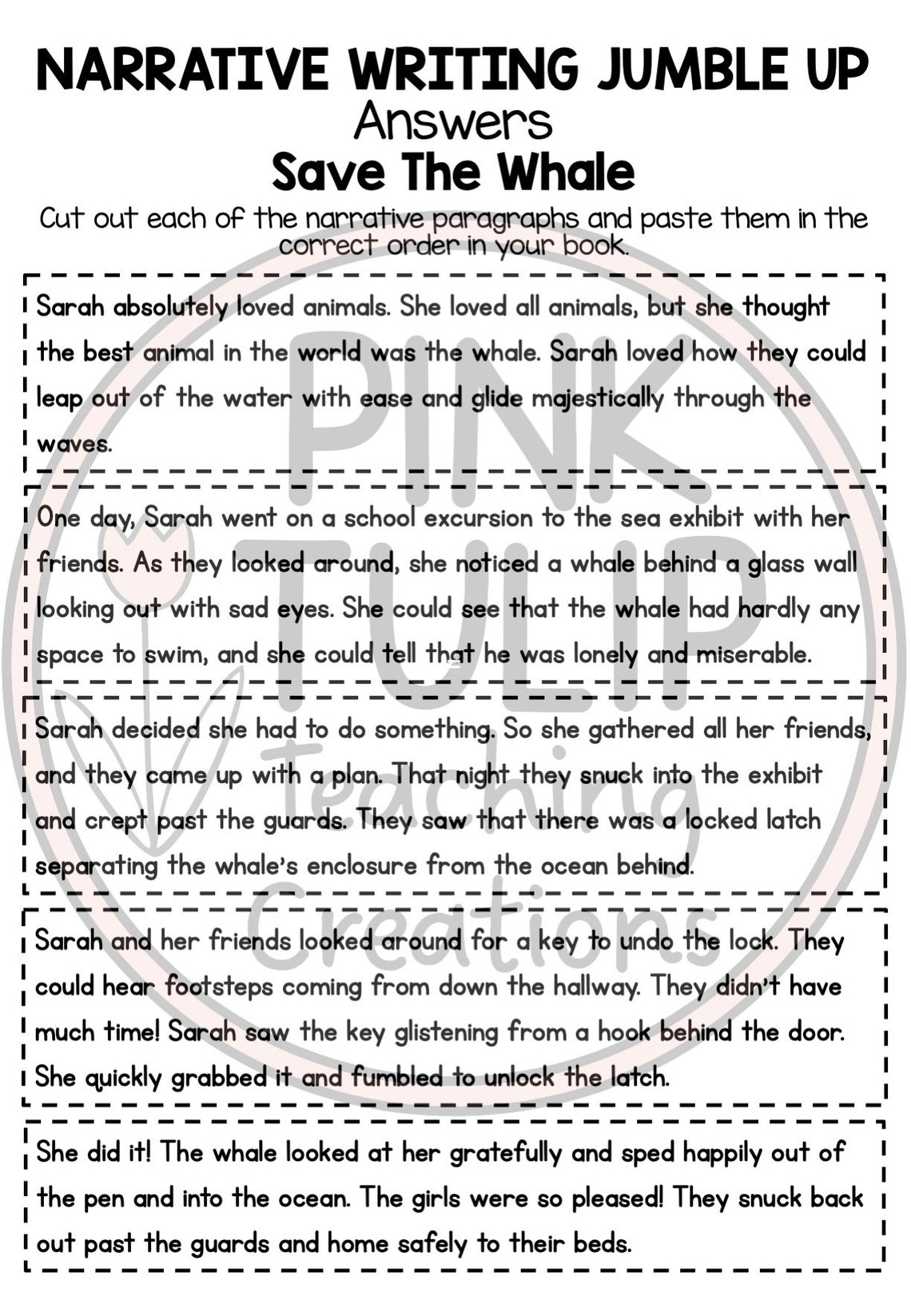 Narrative Writing - Paragraph Jumble Up - Etsy