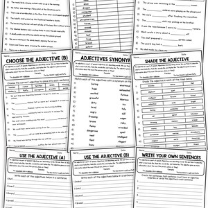 Adjectives Worksheet Pack With Answers - Etsy