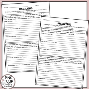 Predicting Worksheets - 12 Reading Passages - Etsy