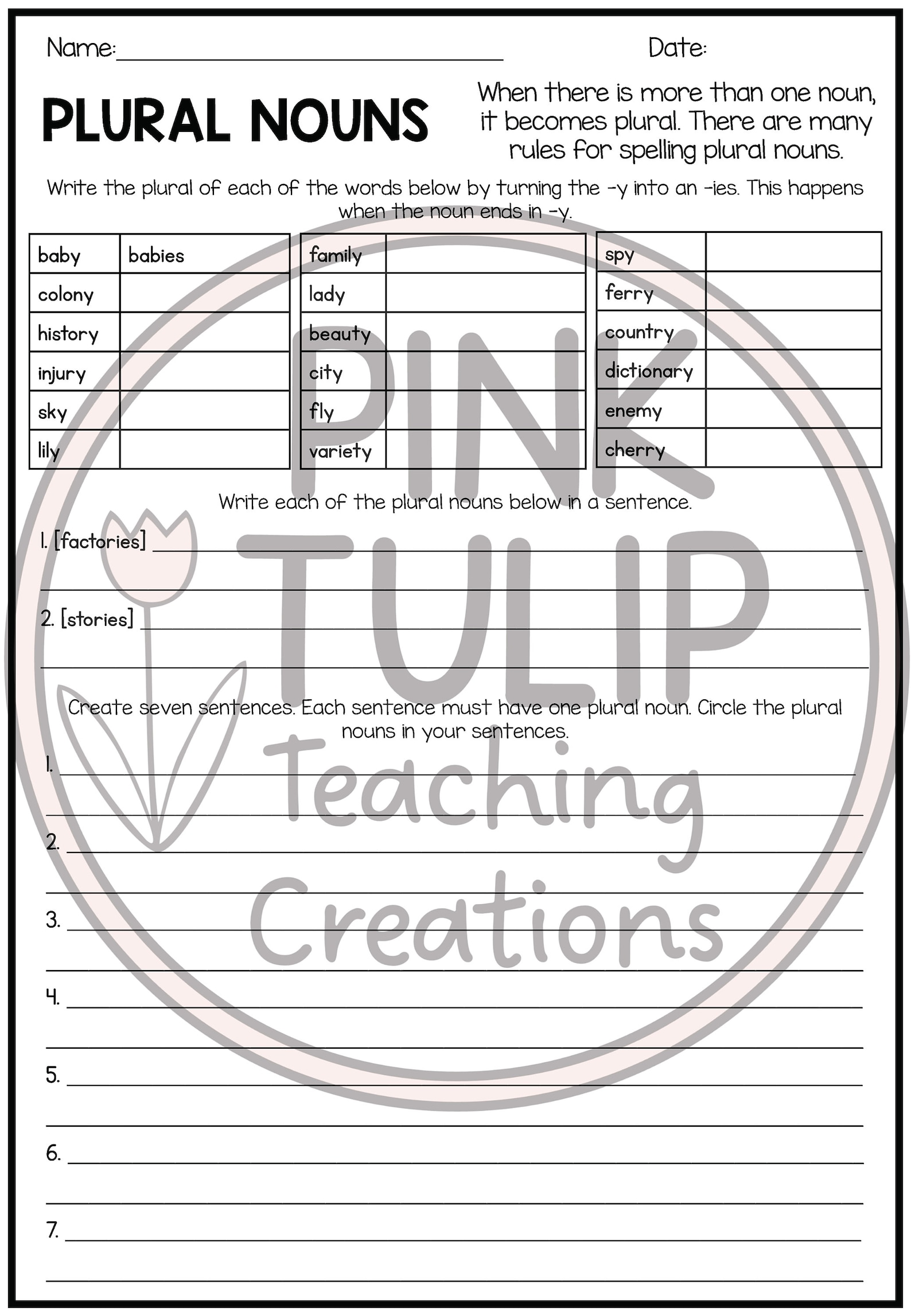 Parts of Speech Grammar Workbook - Etsy