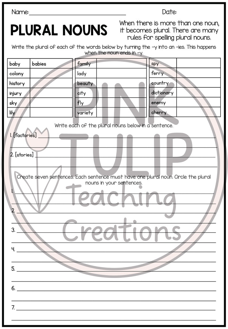 Parts of Speech Grammar Workbook - Etsy