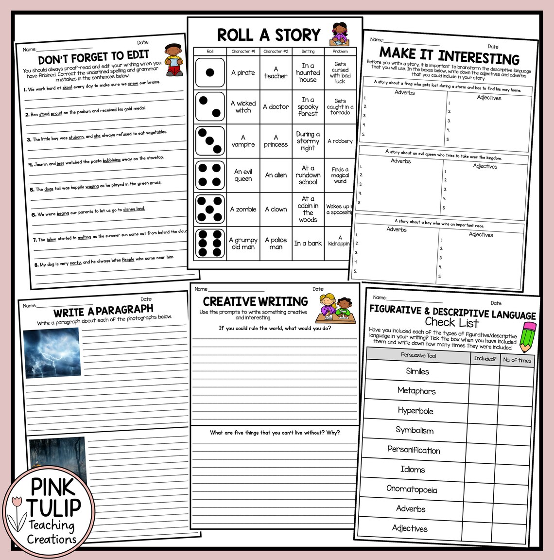 Narrative Writing Worksheet Pack - No Prep Lesson Ideas - Etsy