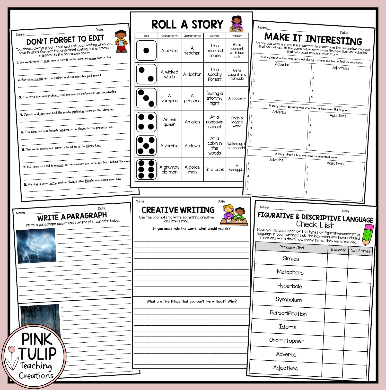 Narrative Writing Worksheet Pack - No Prep Lesson Ideas - Etsy