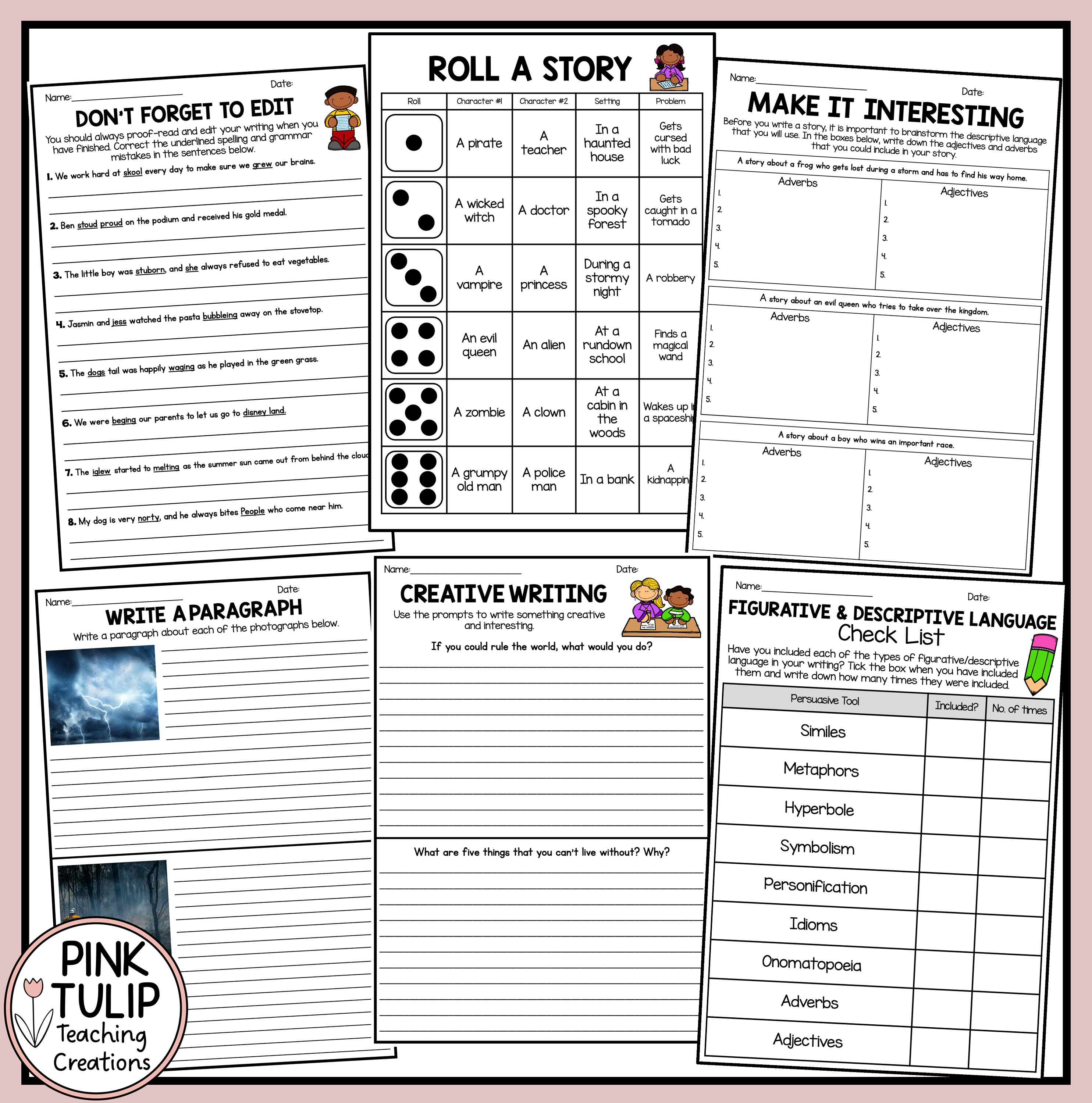 Narrative Writing Worksheet Pack - No Prep Lesson Ideas - Etsy