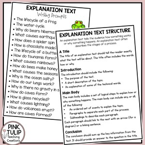 Explanation Writing - No Prep Printables - Etsy