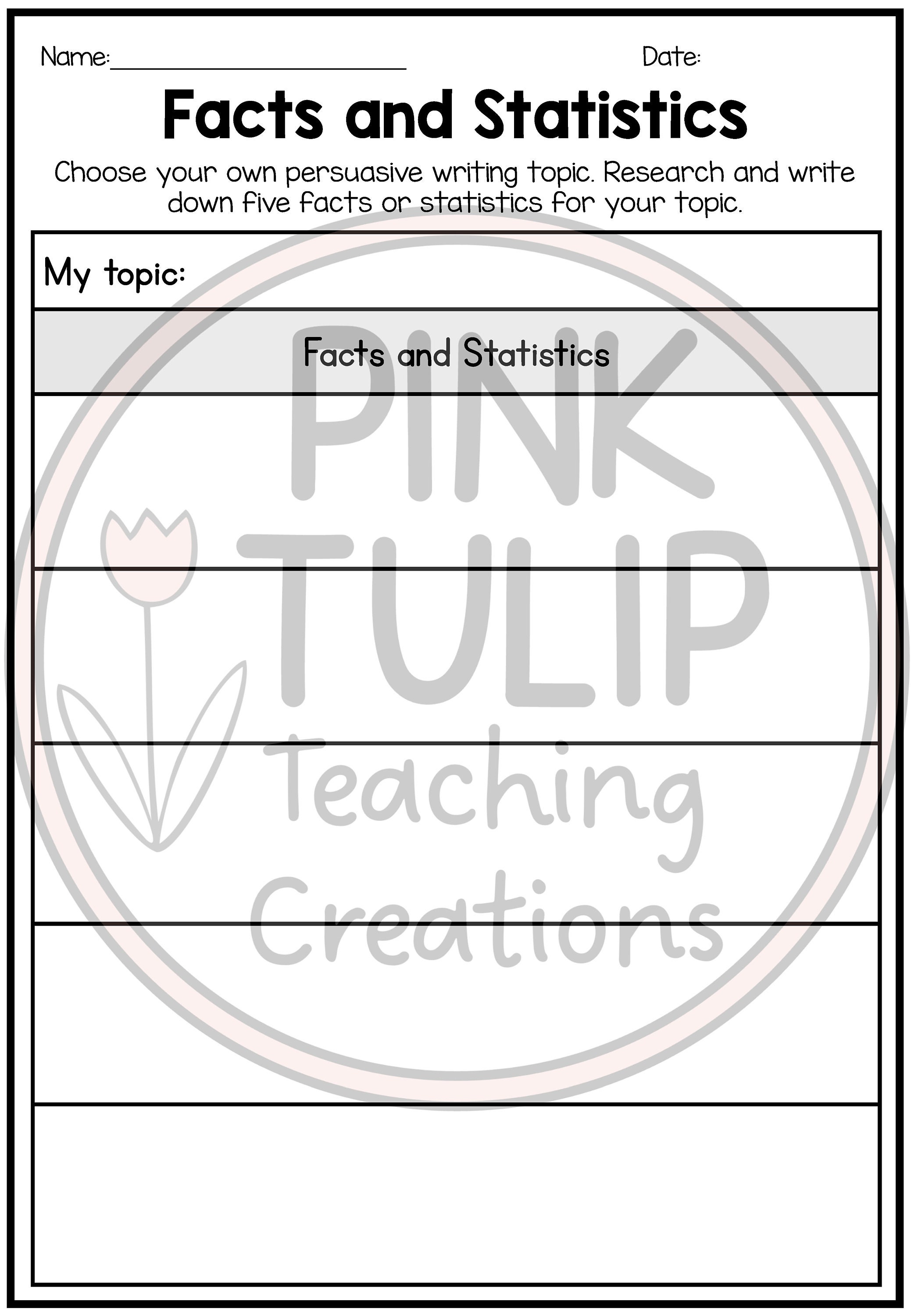 Facts and Statistics - Persuasive Writing Worksheets - Etsy