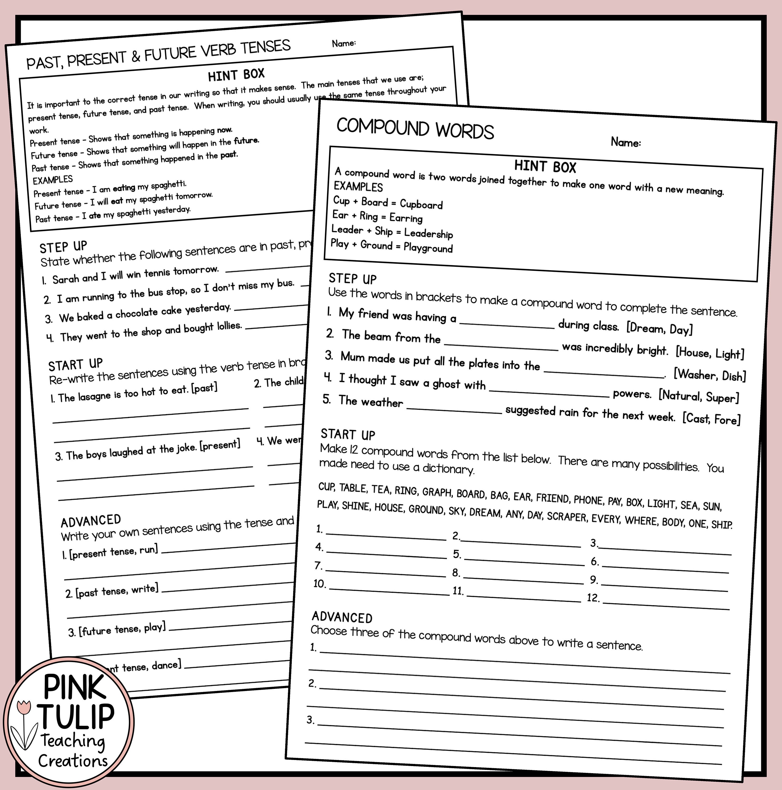 Grammar Worksheet Pack - Etsy