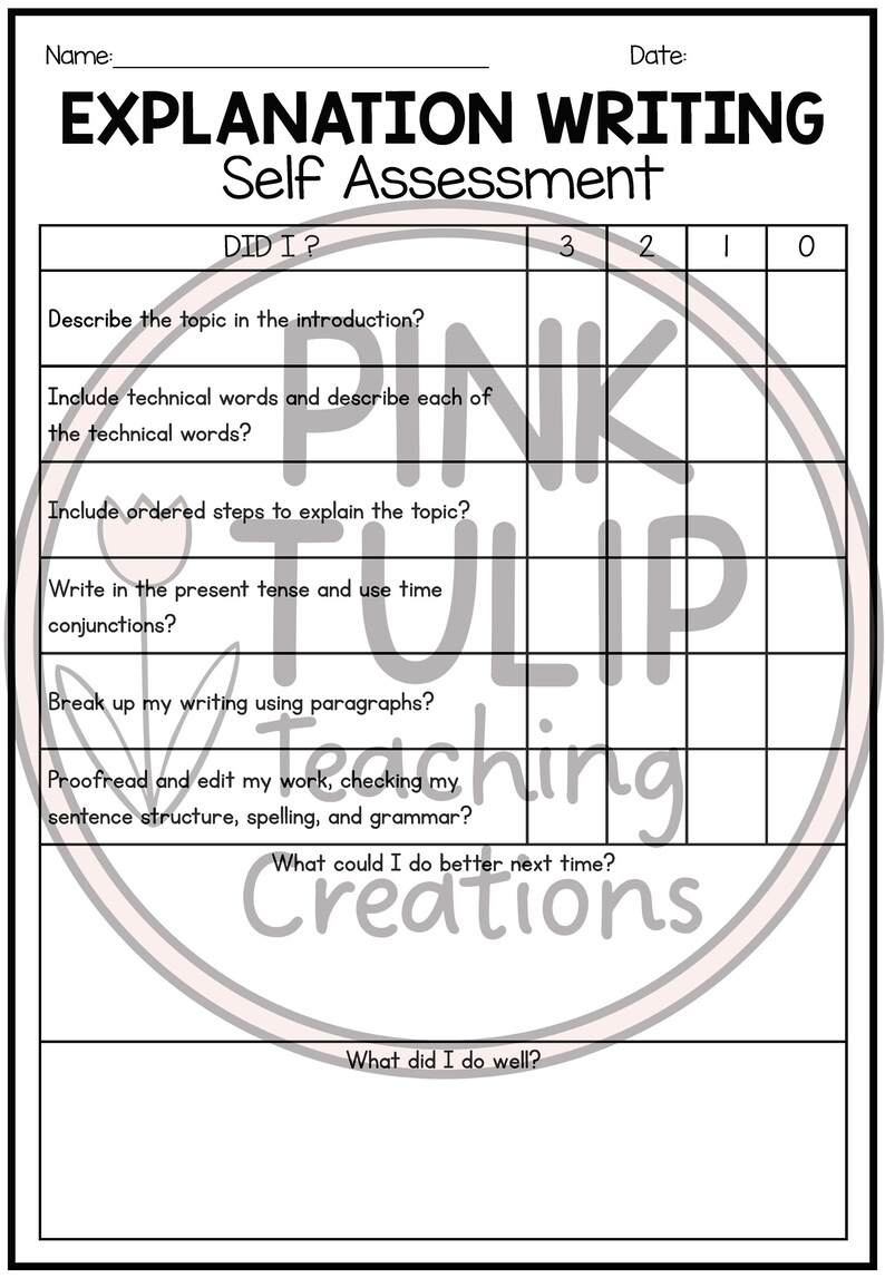 Explanation Writing - Marking Assessment Rubrics - Etsy