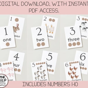 Number Matching Flash Cards - Farm Animal Theme - Etsy