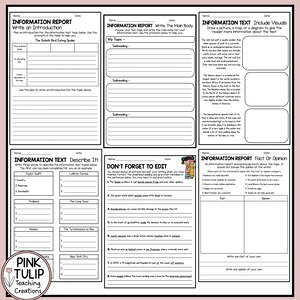 Information Text Reading and Writing Worksheet Pack - No Prep Lesson ...