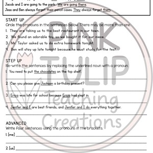 Nouns, Pronouns, and Capital Letters - Grammar Worksheets With Answers ...