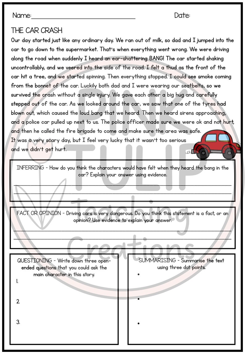 Comprehension Worksheets - Reading Strategies Set #1 - Etsy