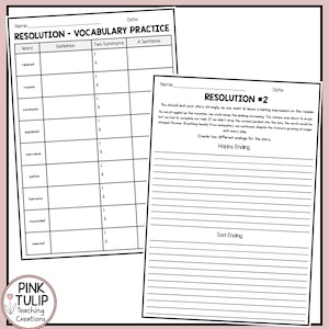 Resolution - Narrative Writing Worksheets - Etsy