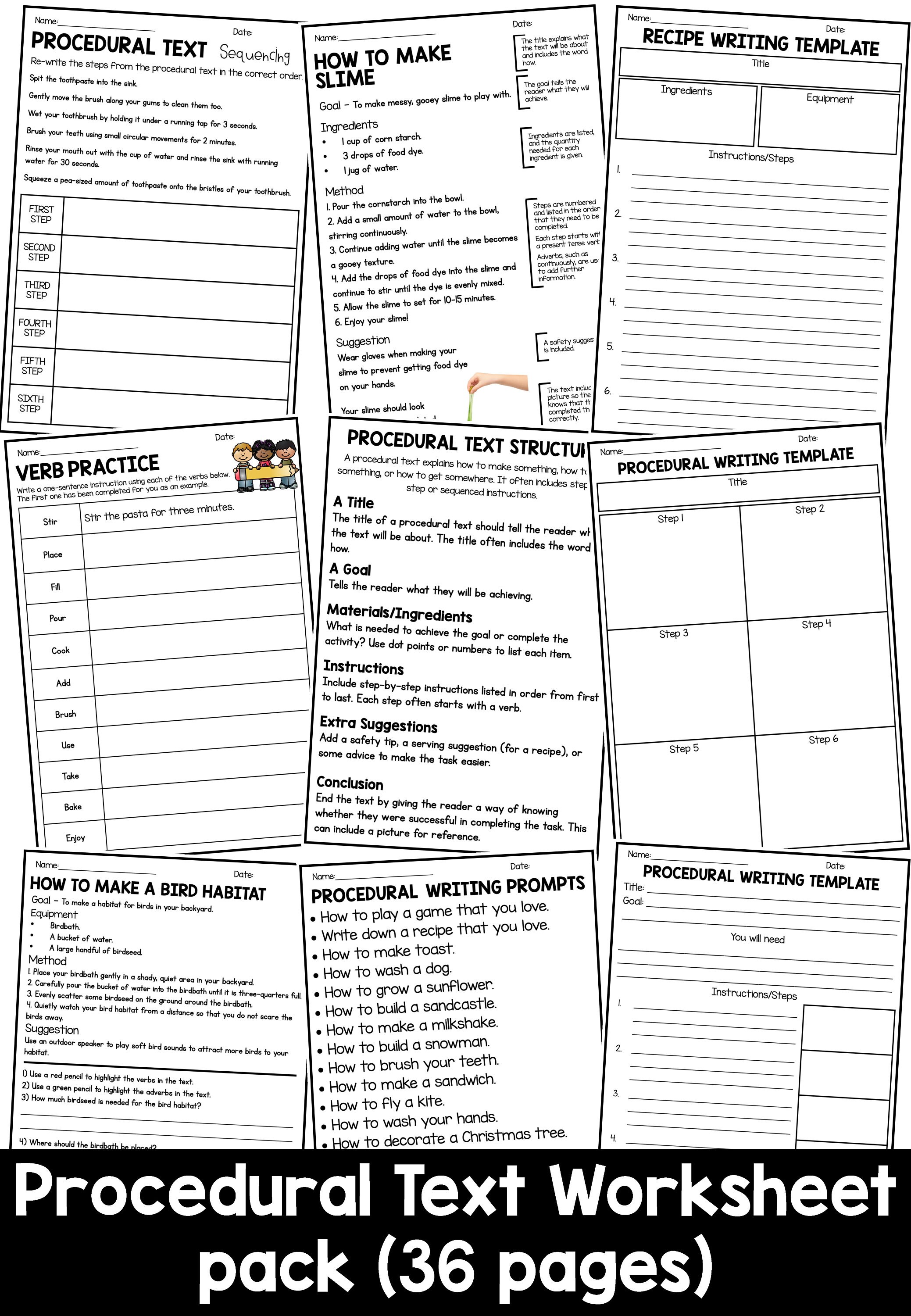 Procedural Text Reading and Writing Bundle - Etsy