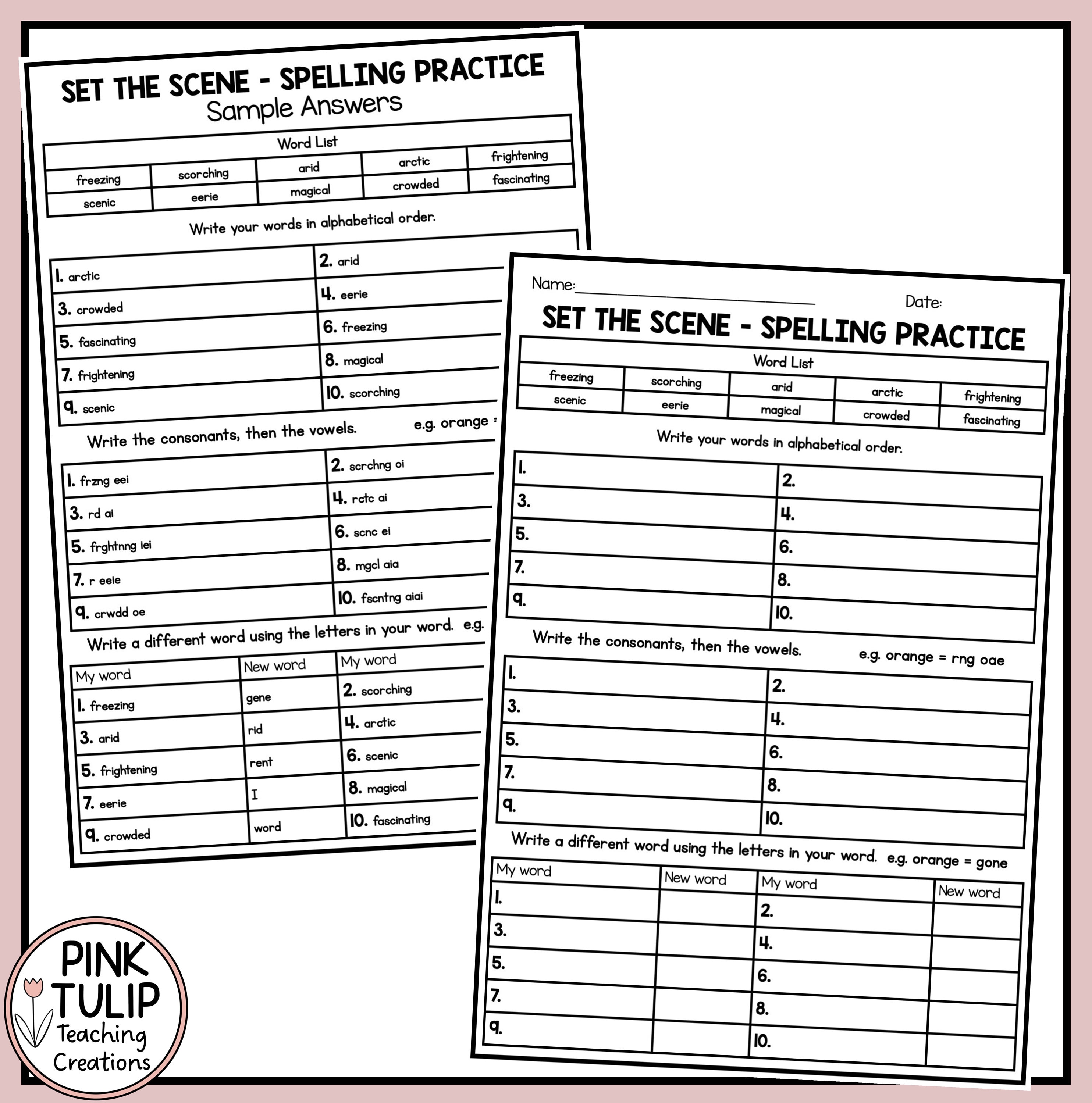 Set the Scene - Narrative Writing Worksheets - Etsy