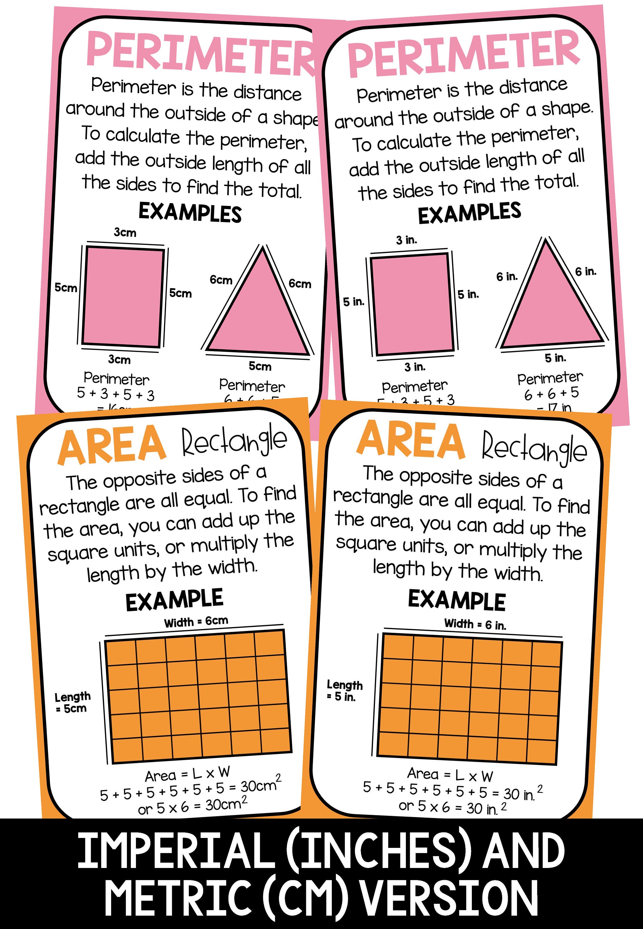 Area and Perimeter Posters - Classroom Decor - Etsy