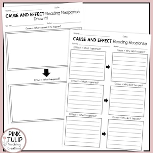 Cause and Effect Reading Response Package - Templates for Any Book - Etsy