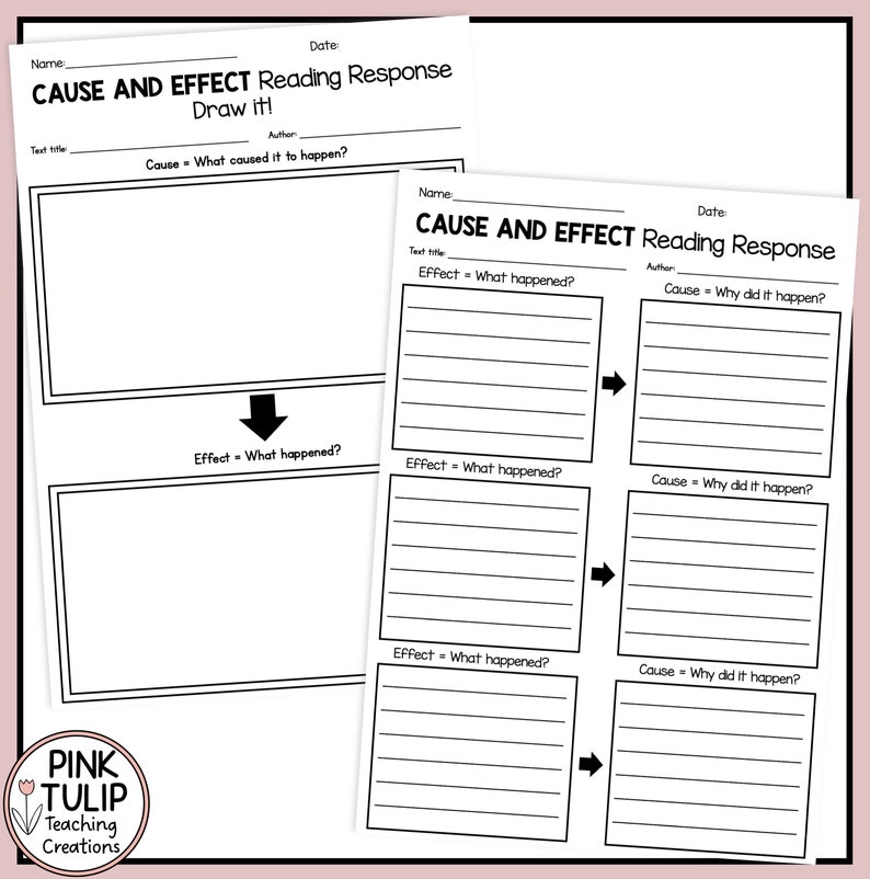 Cause and Effect Reading Response Package - Templates for Any Book - Etsy