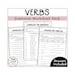 Verbs - Worksheet Pack With Answers - Etsy