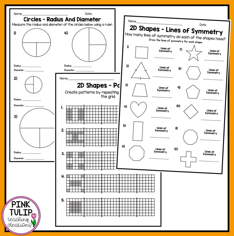2D Shapes Lines and Patterns Worksheet Pack - Etsy