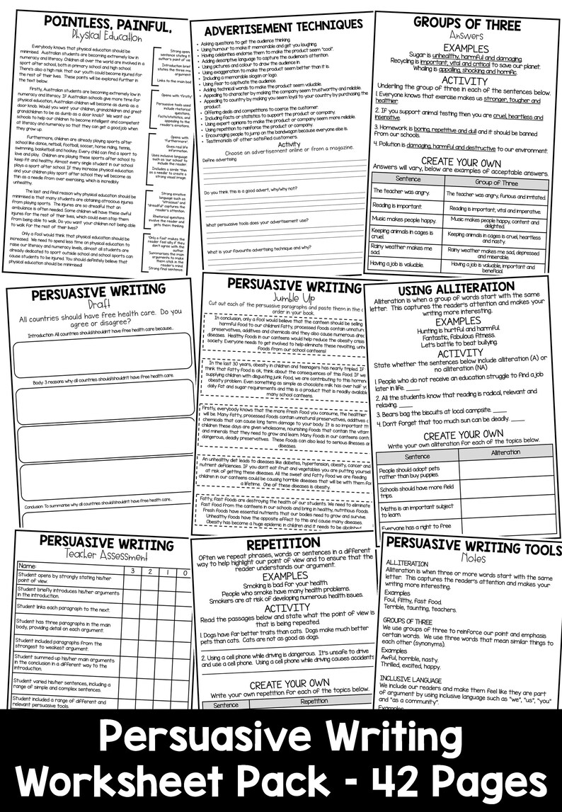 Persuasive Text - Reading and Writing Bundle - Etsy