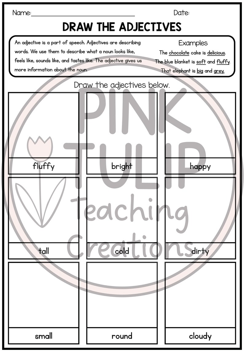 Adjectives Worksheet Pack With Answers - Etsy