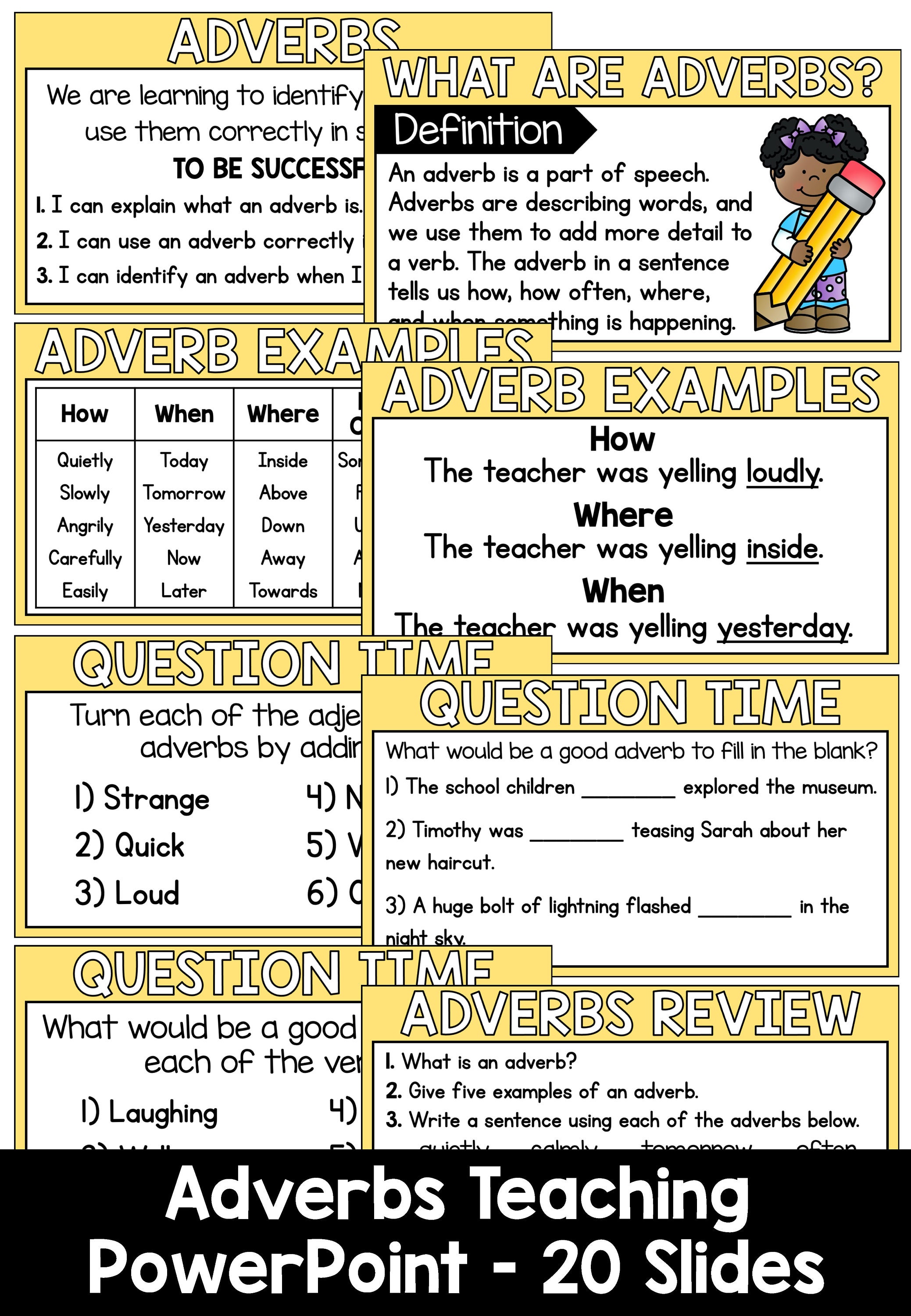 Adverbs Bundle Worksheet Pack and Guided Teaching Powerpoint - Etsy
