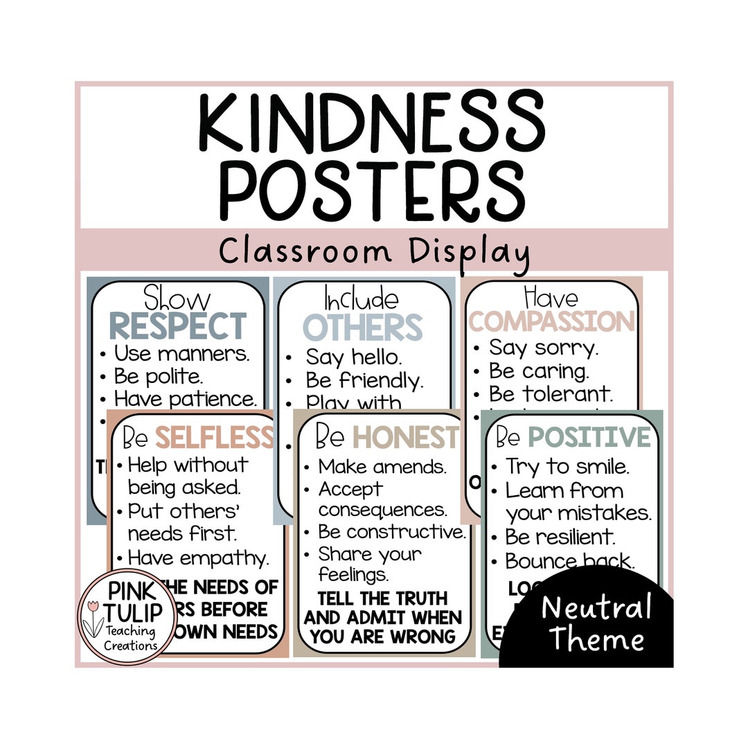 Kindness Posters - Earth Tones Classroom Decor - Etsy