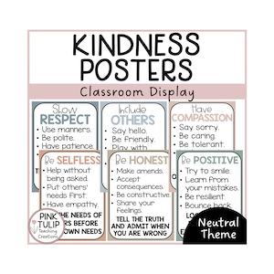 Kindness Posters - Earth Tones Classroom Decor - Etsy