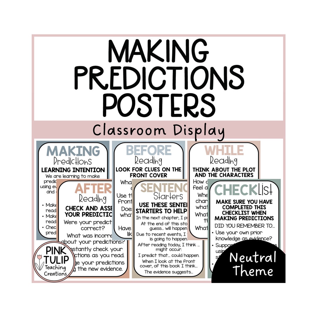 Making Predictions Reading Posters - Earth Tones Classroom Decor - Etsy