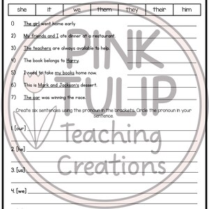 Understanding Pronouns Worksheets - No Prep Printables - Etsy