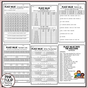 Place Value Into the Millions - Worksheet Pack - Etsy