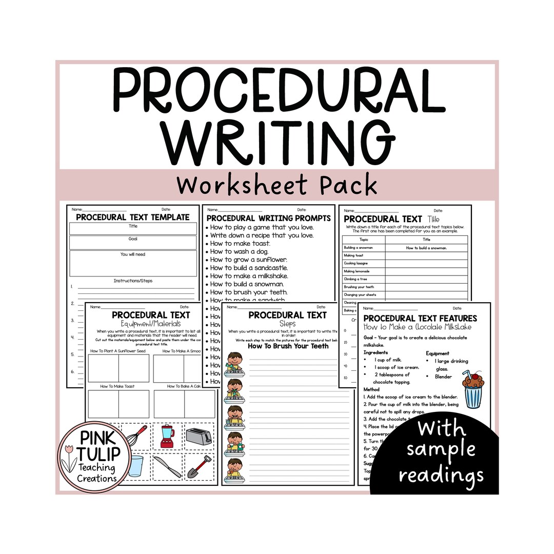 Procedural Text Writing Worksheet Pack No Prep Lesson Ideas - Etsy