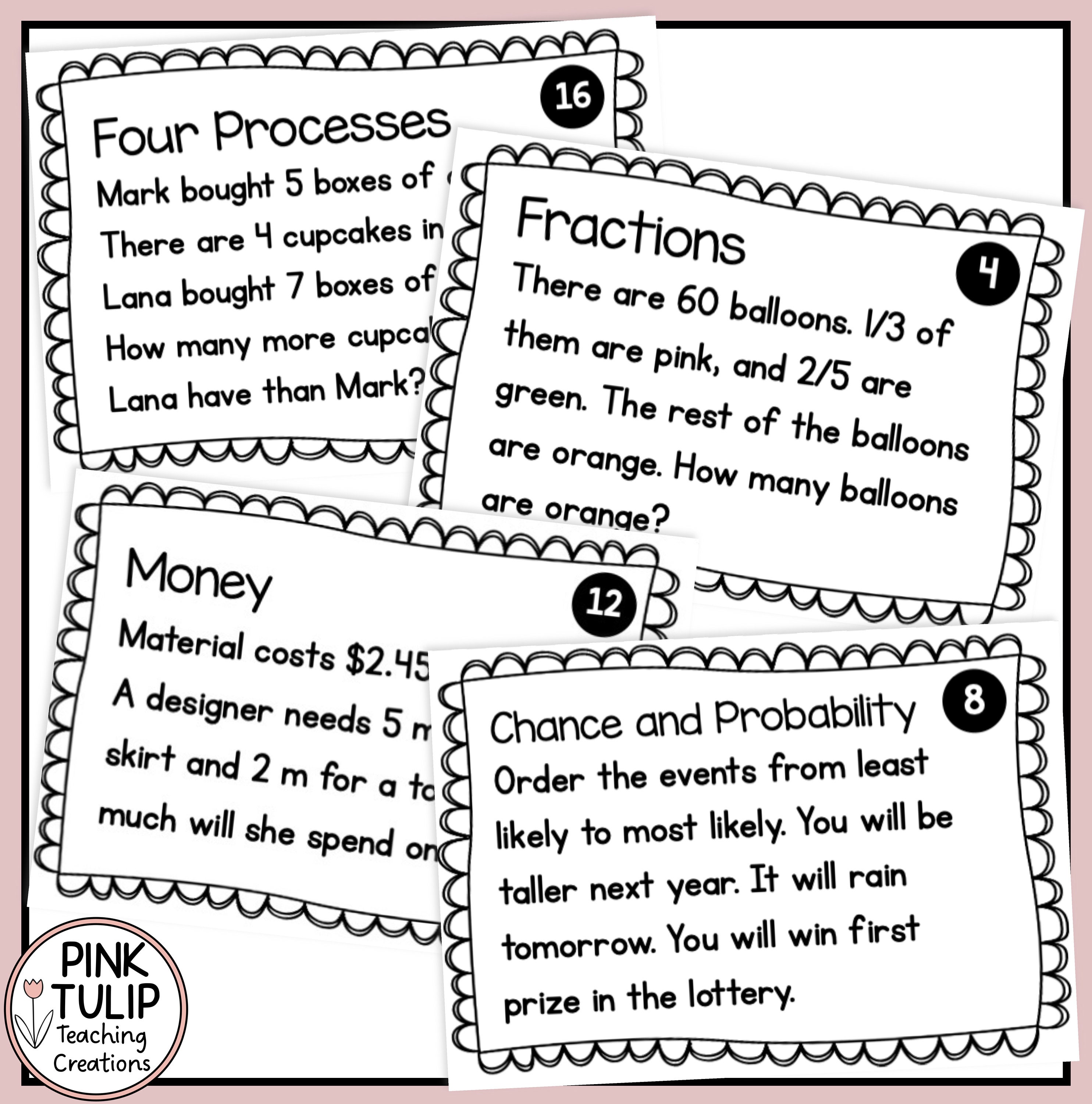 Maths Problem Solving Worded Question Task Cards - Etsy
