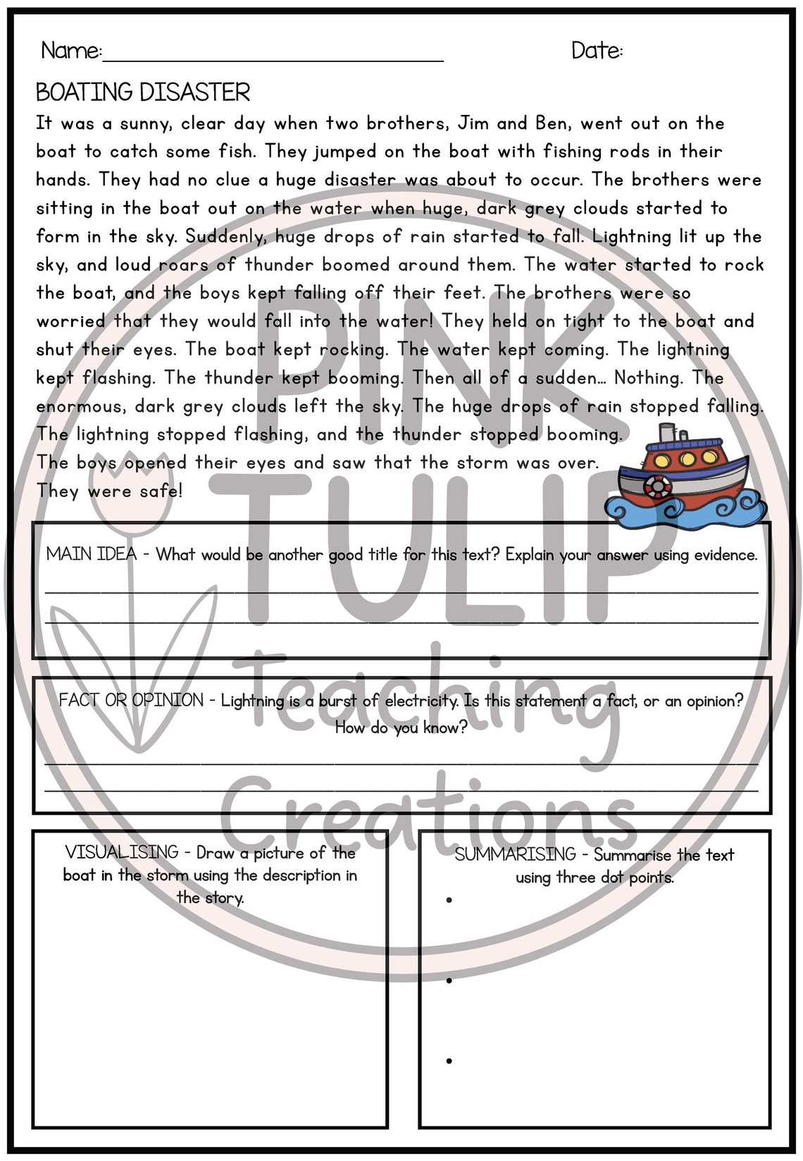 Comprehension Worksheets - Reading Strategies Set #1 - Etsy