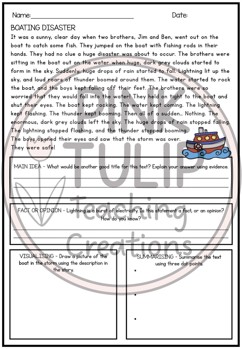 Comprehension Worksheets - Reading Strategies Set #1 - Etsy