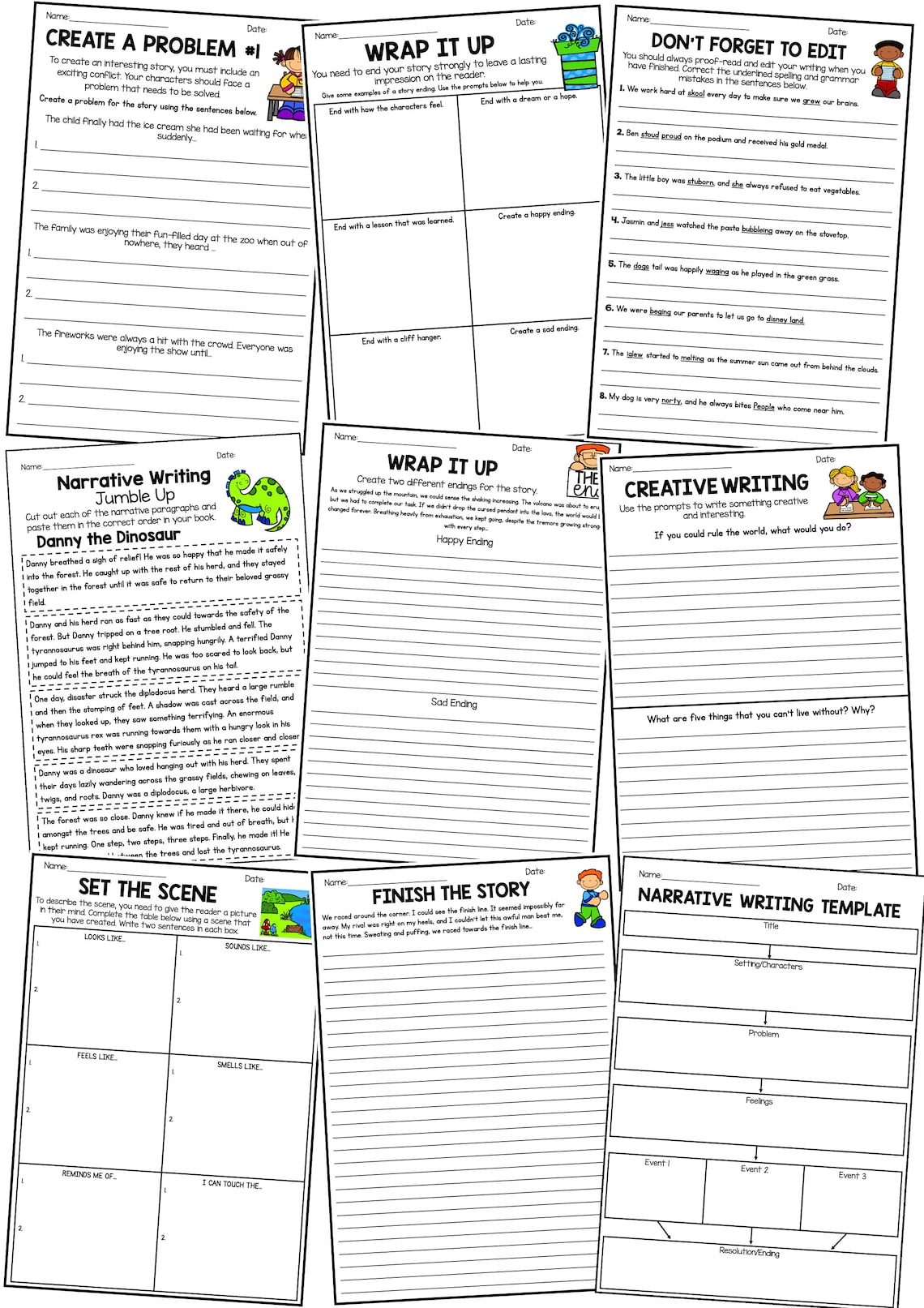 Narrative Writing Worksheet Pack - No Prep Lesson Ideas - Etsy
