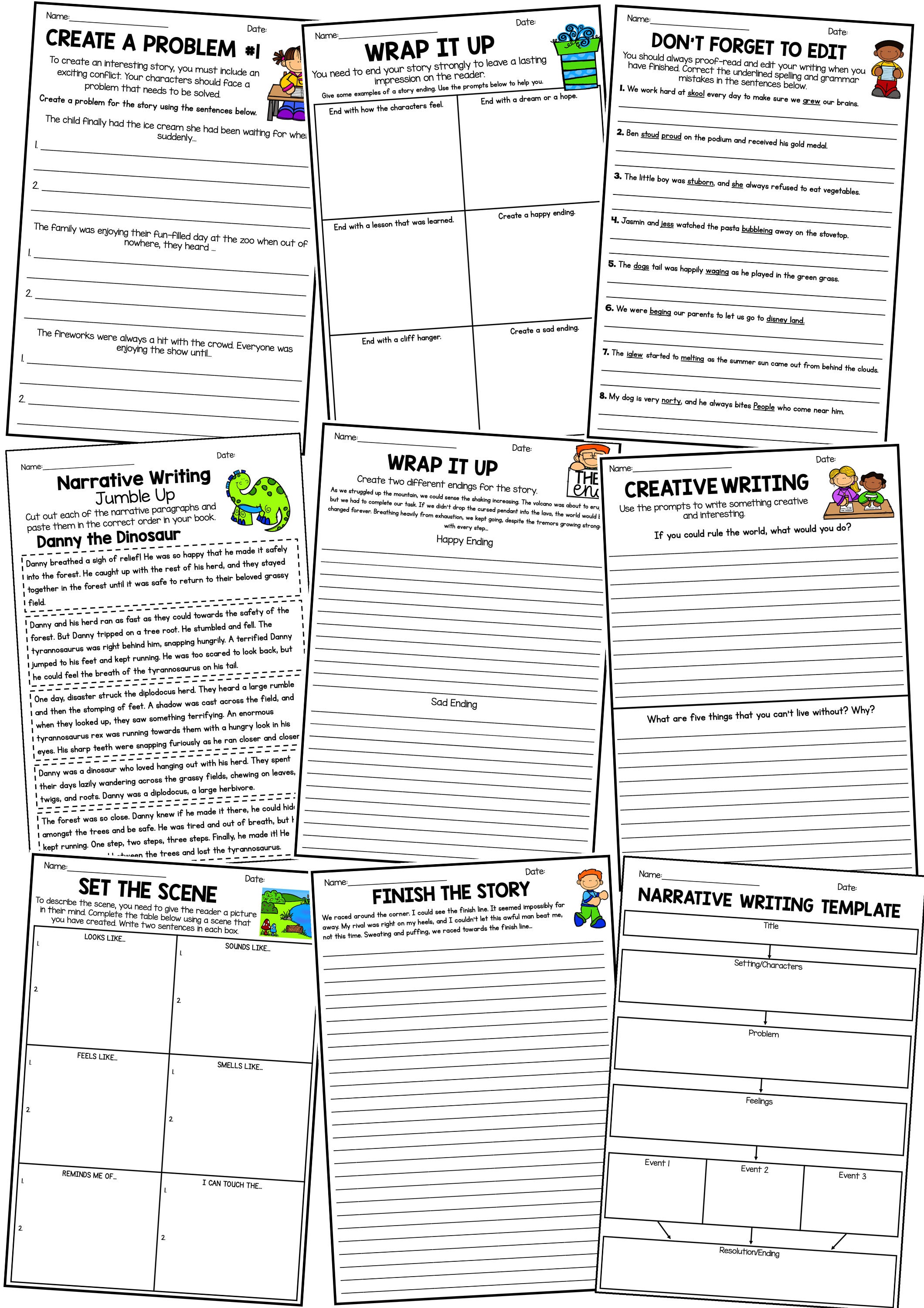Narrative Writing Worksheet Pack - No Prep Lesson Ideas - Etsy
