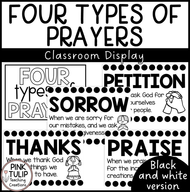 Four Types of Catholic Prayer Posters - Classroom Decor - Etsy
